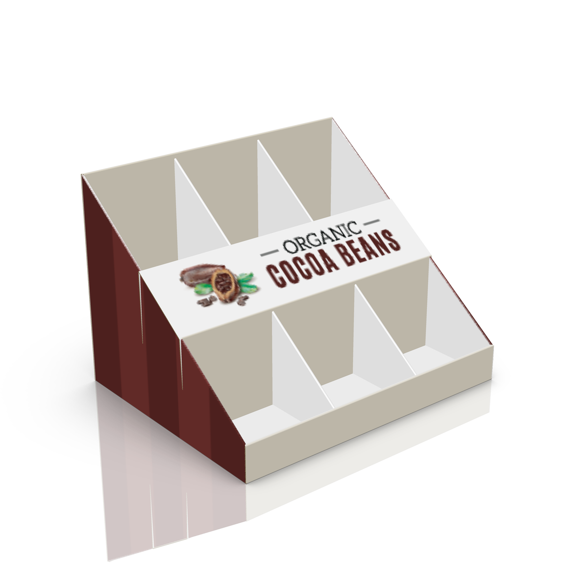 Cocoa Counter Display with Divider – Exodus Design Studio